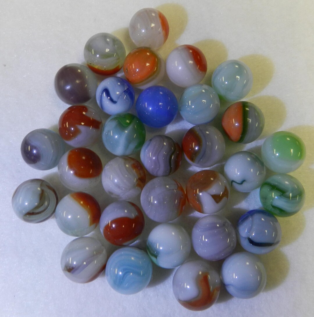 Vintage Group or Bulk Lot of 30 Vitro Agate Marbles .58 to .63 Inches ...