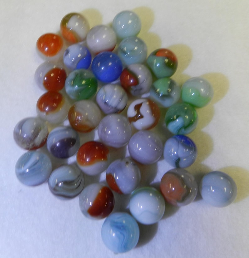 Vintage Group or Bulk Lot of 30 Vitro Agate Marbles .58 to .63 Inches ...