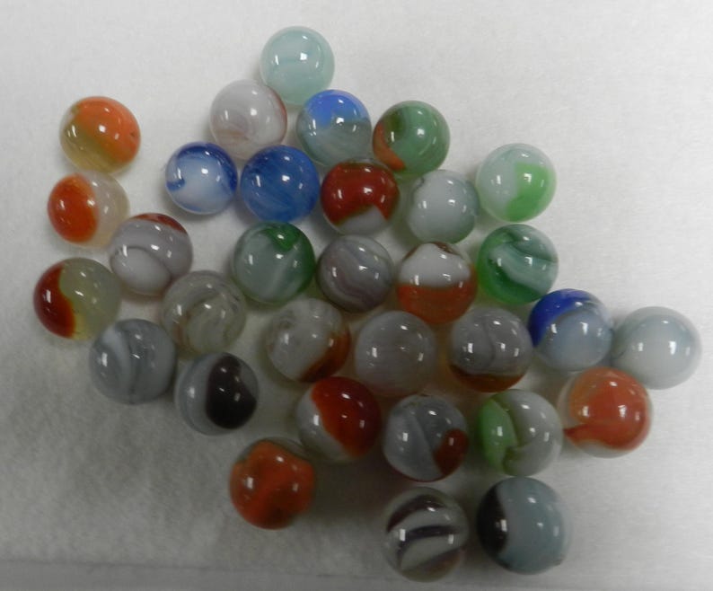Vintage Group or Bulk Lot of 30 Vitro Agate Marbles .58 to .63 Inches ...