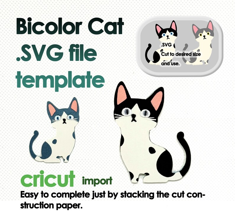 SVG _ Cat Paper Craft Template _ Bicolor Cat _ Cricut _ Very Easy - Etsy