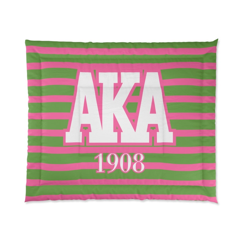 Alpha Kappa Alpha Sorority Comforter Set Pink & Green Bedroom Decor ...