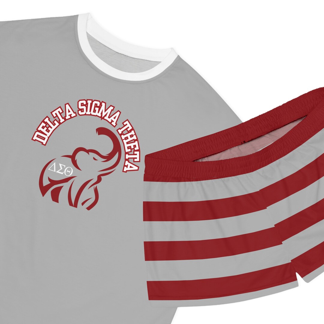 Delta Striped Short Pajamas Set Crimson Red Lounge & Sleep Set for ...