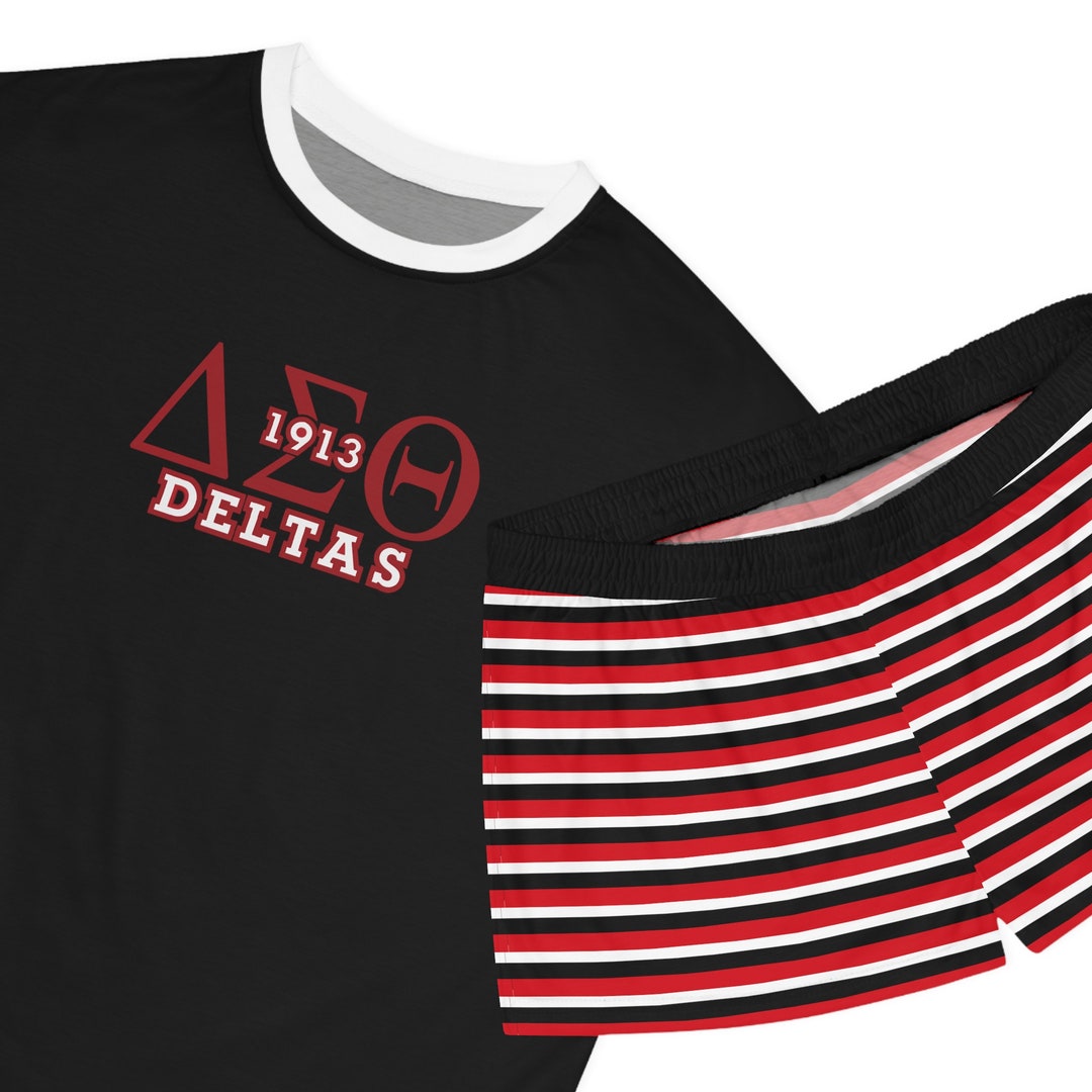 Delta Striped Short Pajamas Set Crimson Red Lounge & Sleep Set for ...