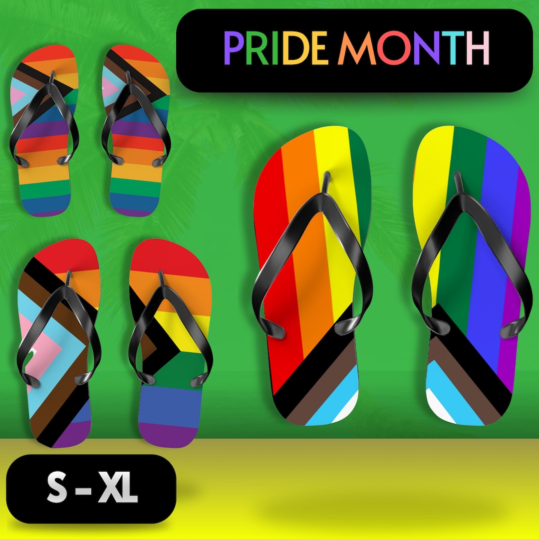 Pride Flip Flops - Vibrant Rainbow Sandals - LGBTQ+ Summer Footwear ...