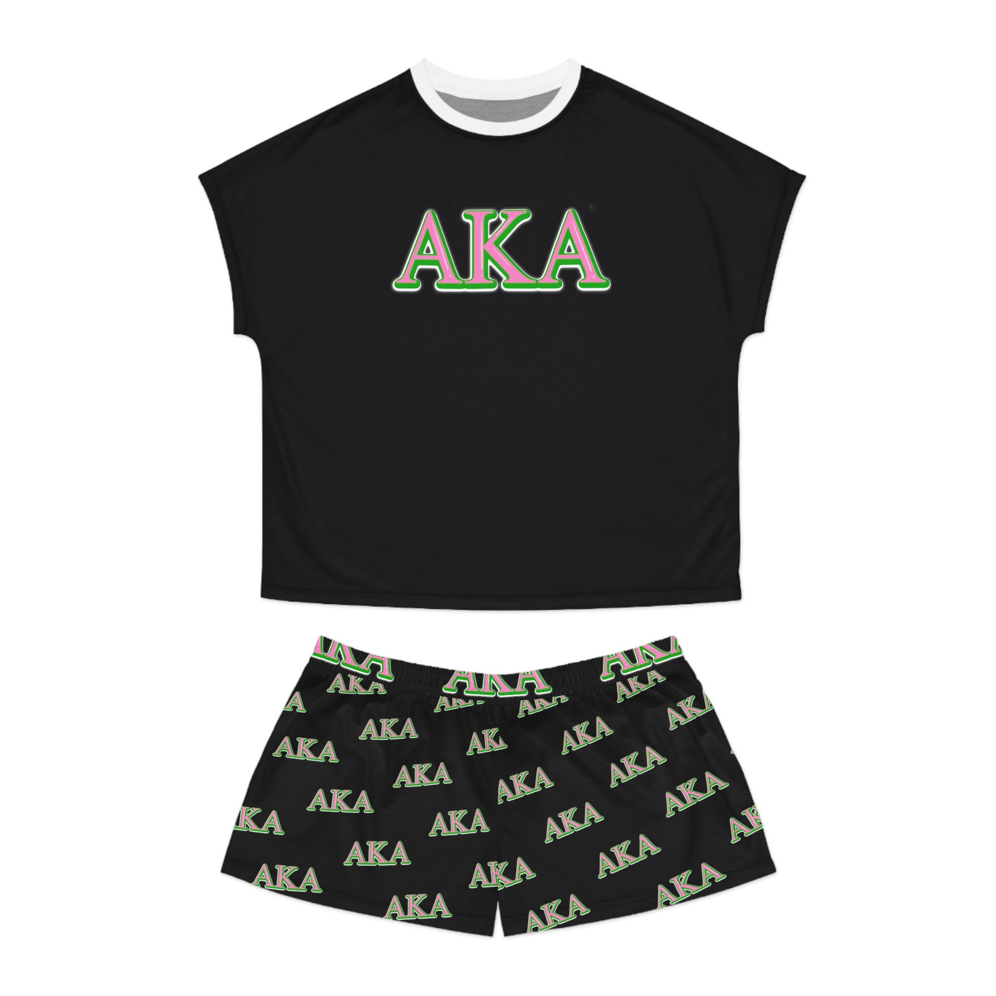 AKA Sorority Pajama Short Set Alpha Kappa Alpha Greek Letter Print ...