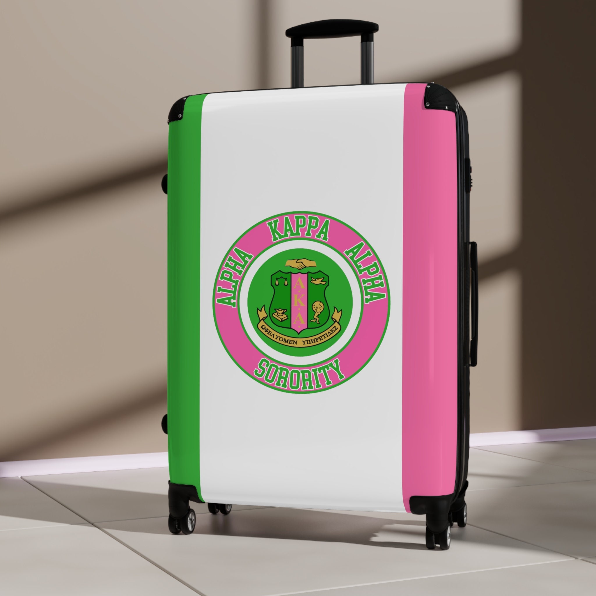 Alpha Kappa Alpha Sorority Suitcase Pink and Green Traveling Luggage ...