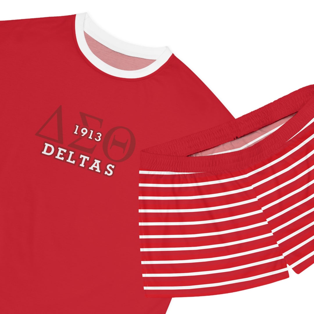 Delta Striped Short Pajamas Set Crimson Red Lounge & Sleep Set for ...