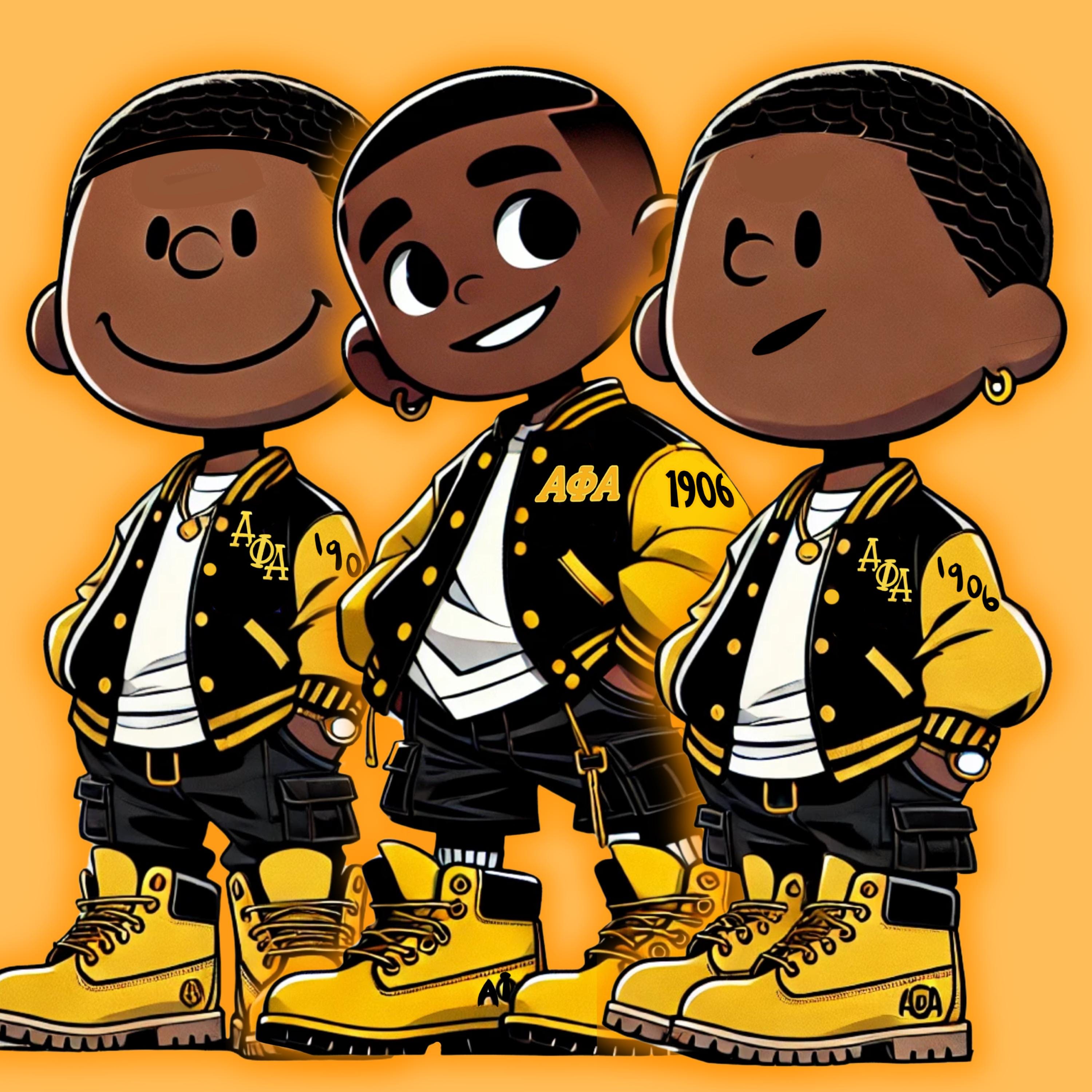 Black and Gold Fraternity Cartoon PNG Bundle – 6 Hi-res Greek Letter ...
