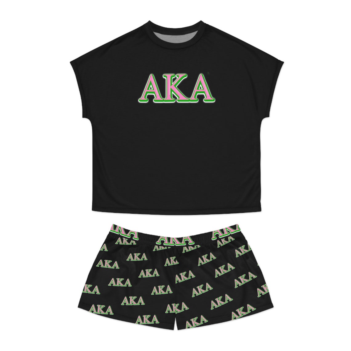 AKA Sorority Pajama Short Set Alpha Kappa Alpha Greek Letter Print ...