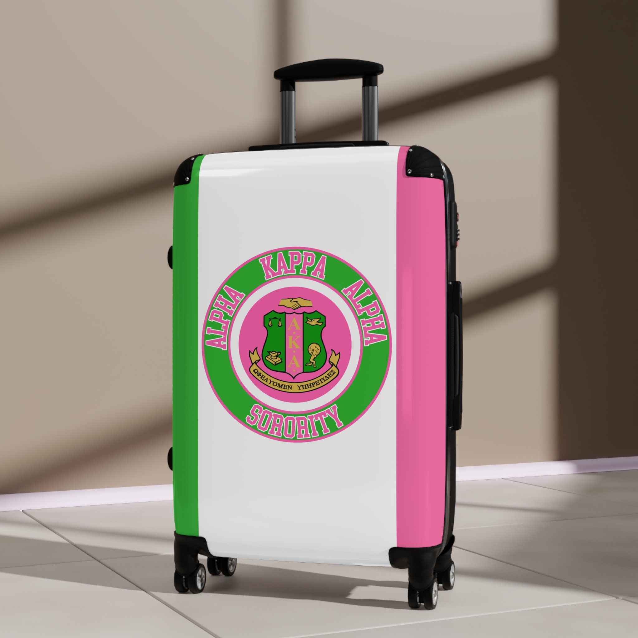 Alpha Kappa Alpha Sorority Suitcase Pink and Green Traveling Luggage ...
