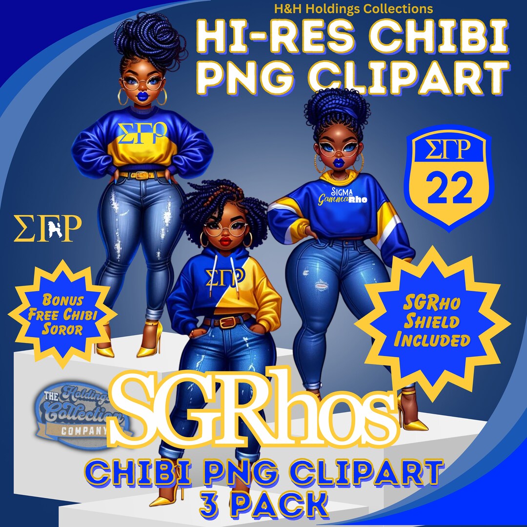 Sigma Gamma Rho Sorority Chibi PNG Bundle Sgrho Graphic Digital ...