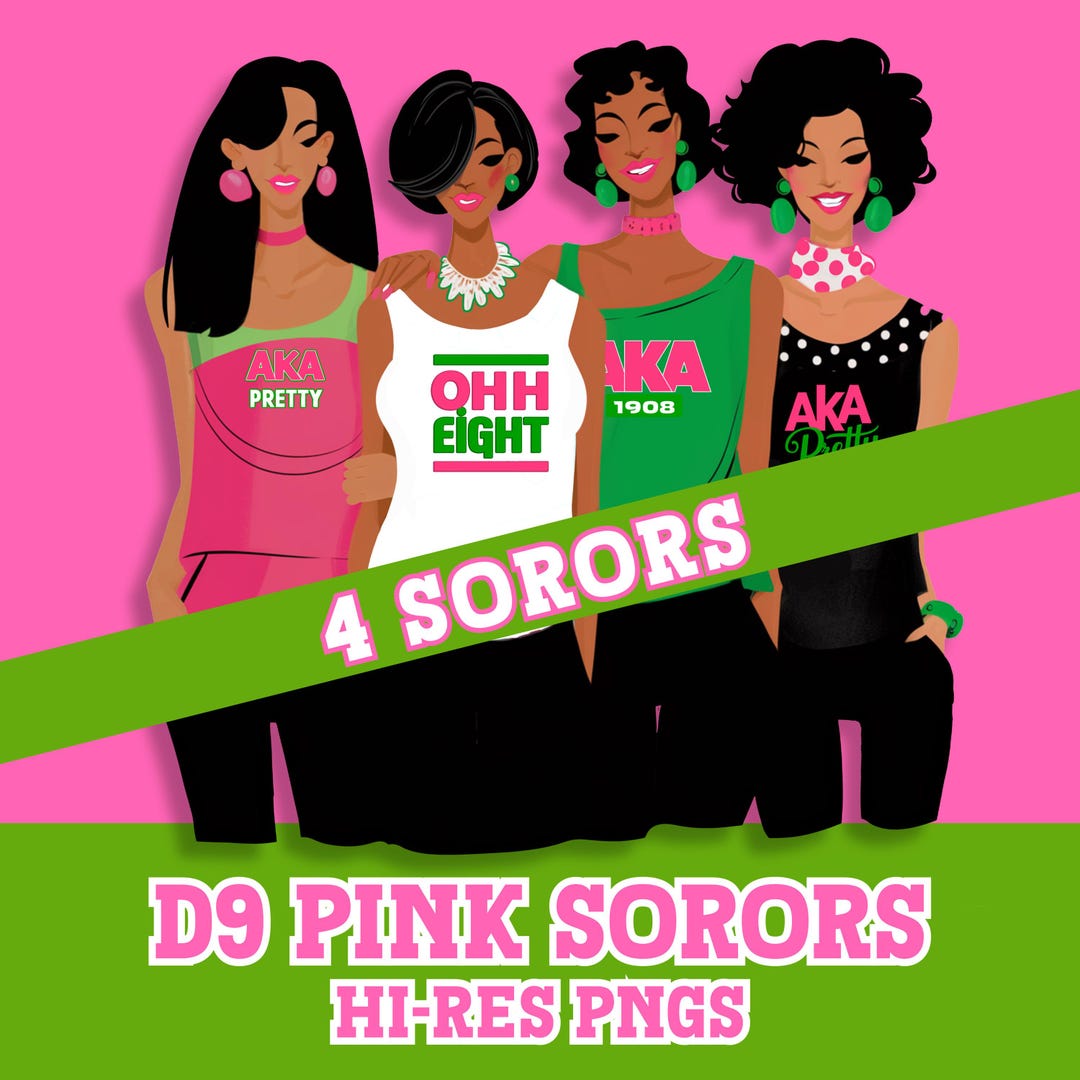 Pink and Green Pretty Sorority PNG JPG Graphic: 4 Sorors - Hi-res Greek ...