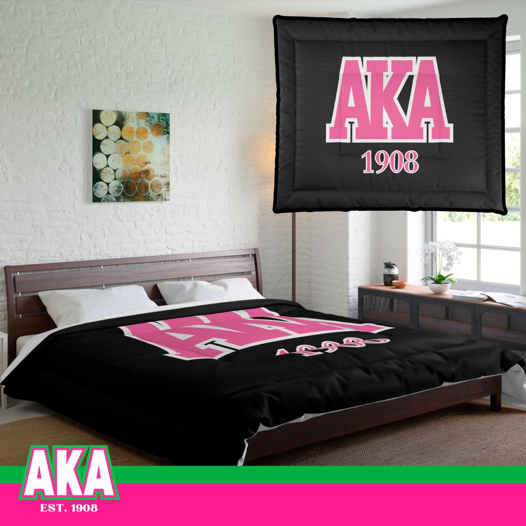 Alpha Kappa Alpha Sorority Comforter Set Pink And Green Bedroom Decor