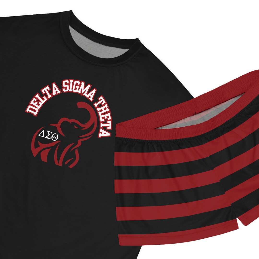 Delta Sigma Theta Short Pajama Set Black Comfy Lounge Sorority