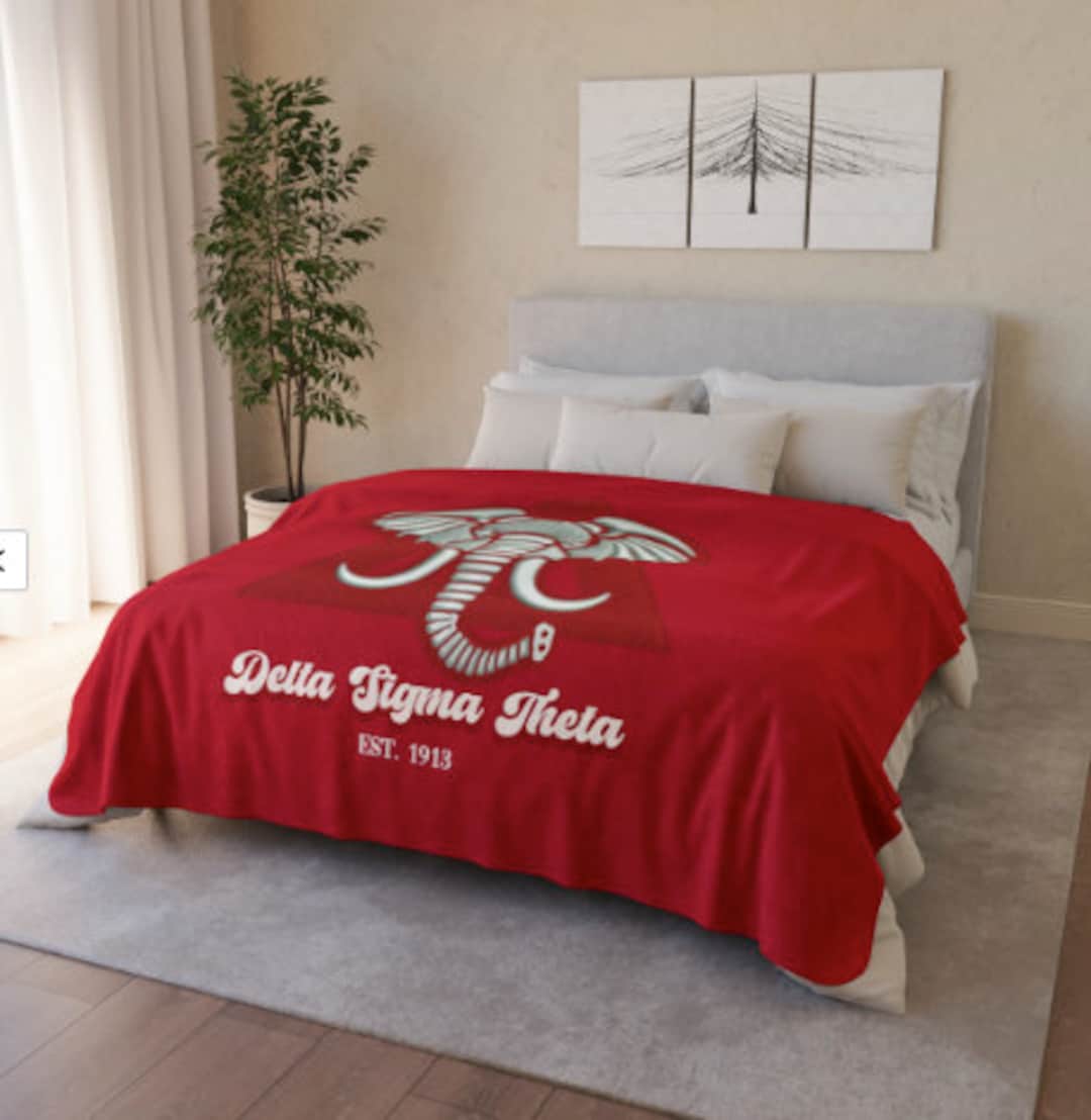 Elephant Delta Sigma Theta Sherpa Blanket Crimson Red Decor Sorority ...
