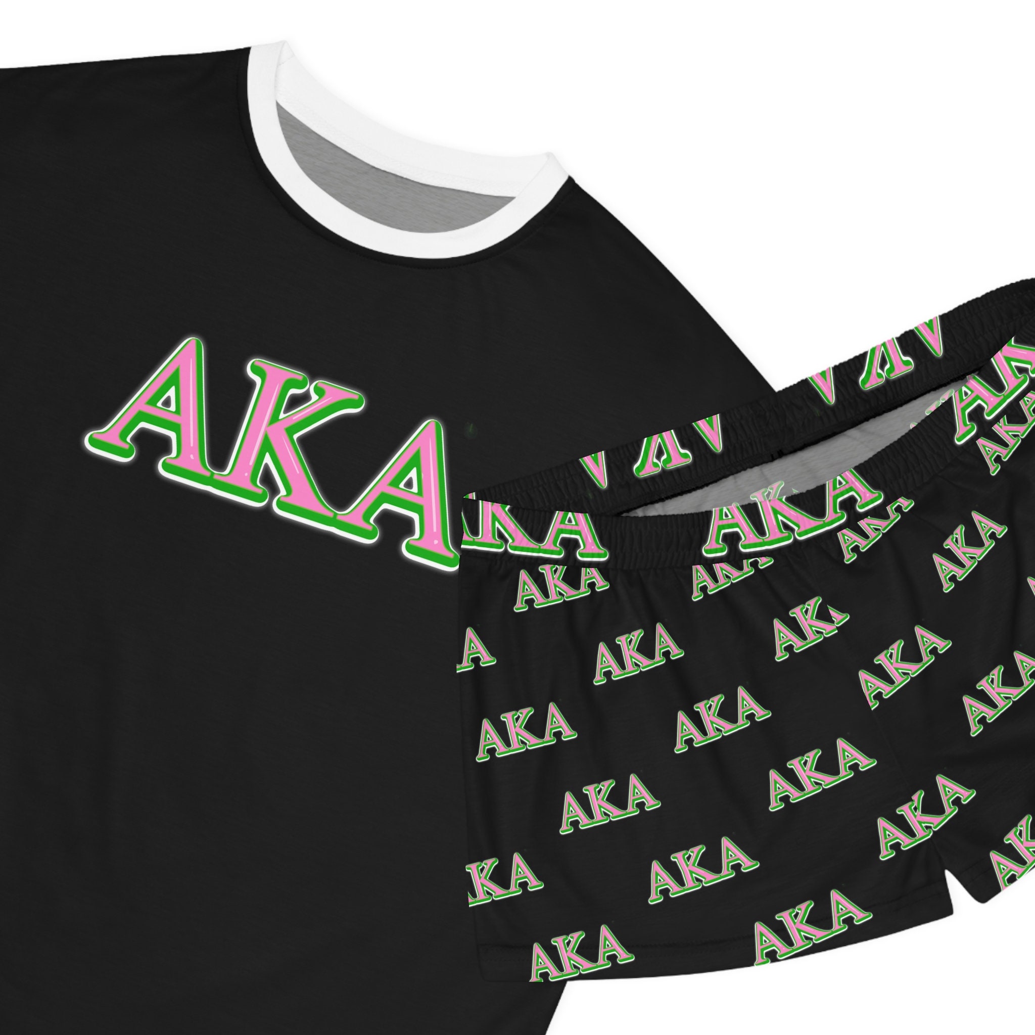 AKA Sorority Pajama Short Set Alpha Kappa Alpha Greek Letter Print ...