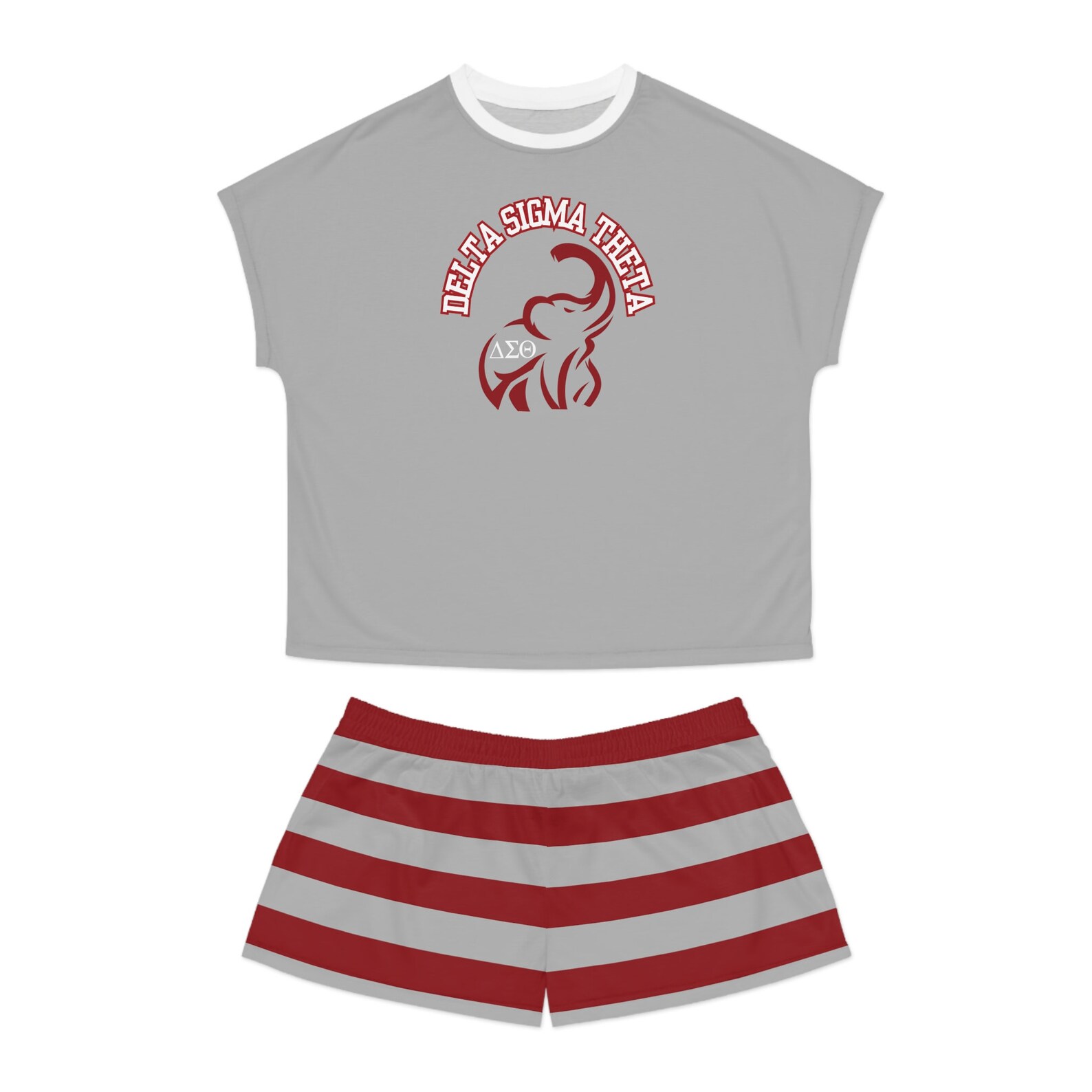 Delta Striped Short Pajamas Set Crimson Red Lounge & Sleep Set for ...