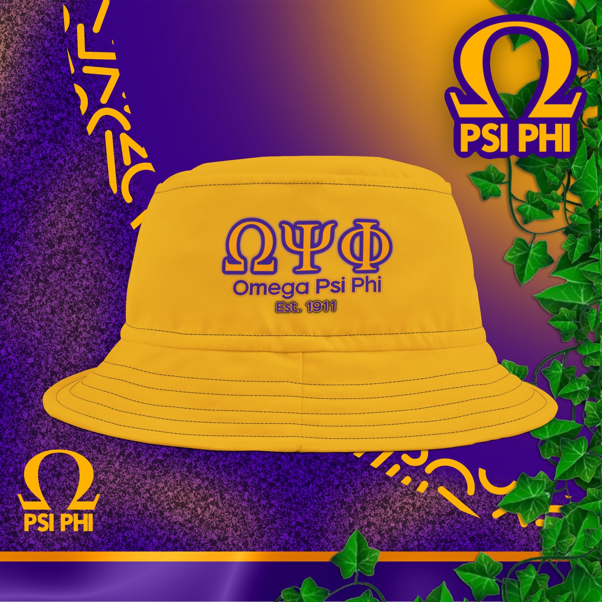 Omega Psi Phi Bucket Hat gold - Etsy