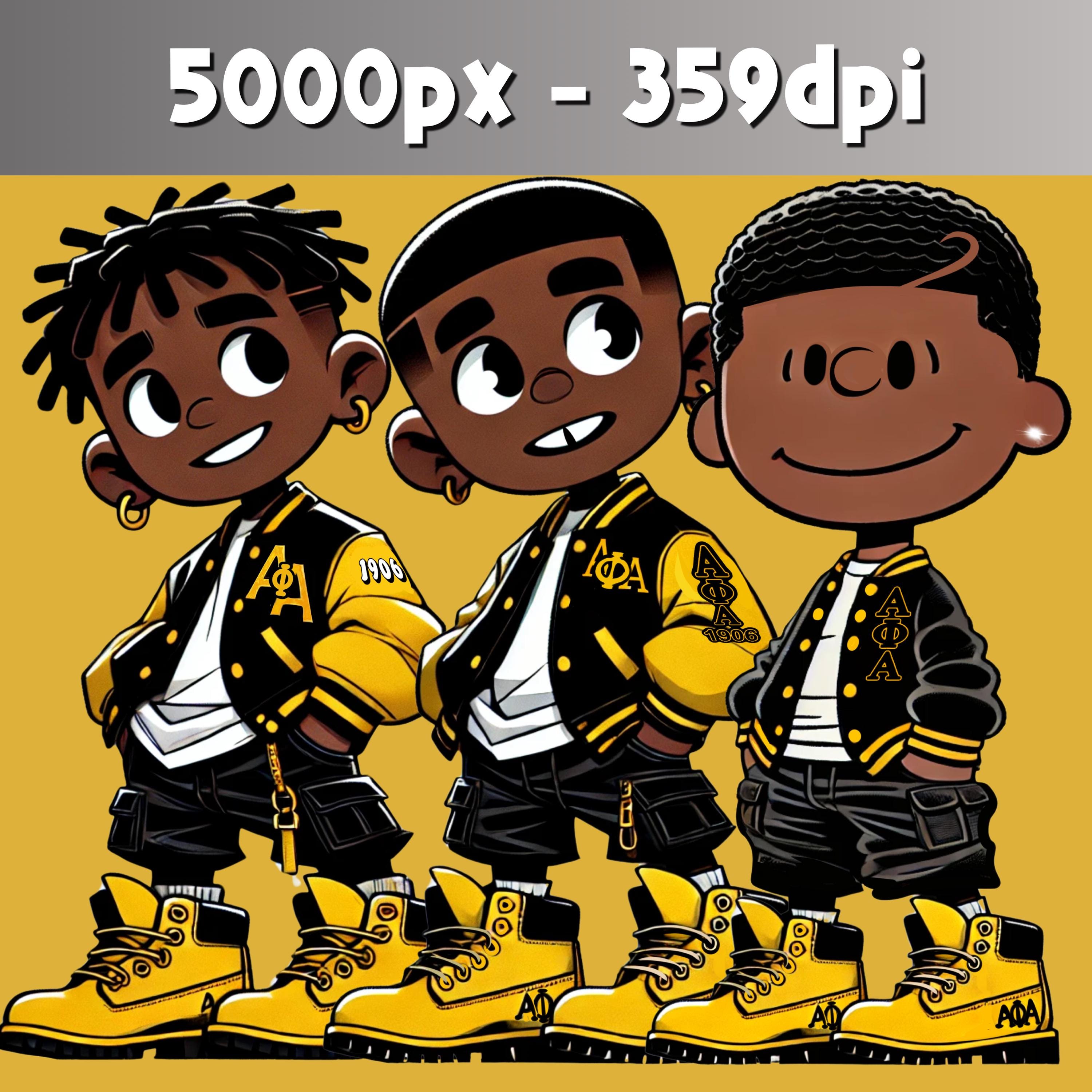 Black and Gold Fraternity Cartoon PNG Bundle – 6 Hi-res Greek Letter ...