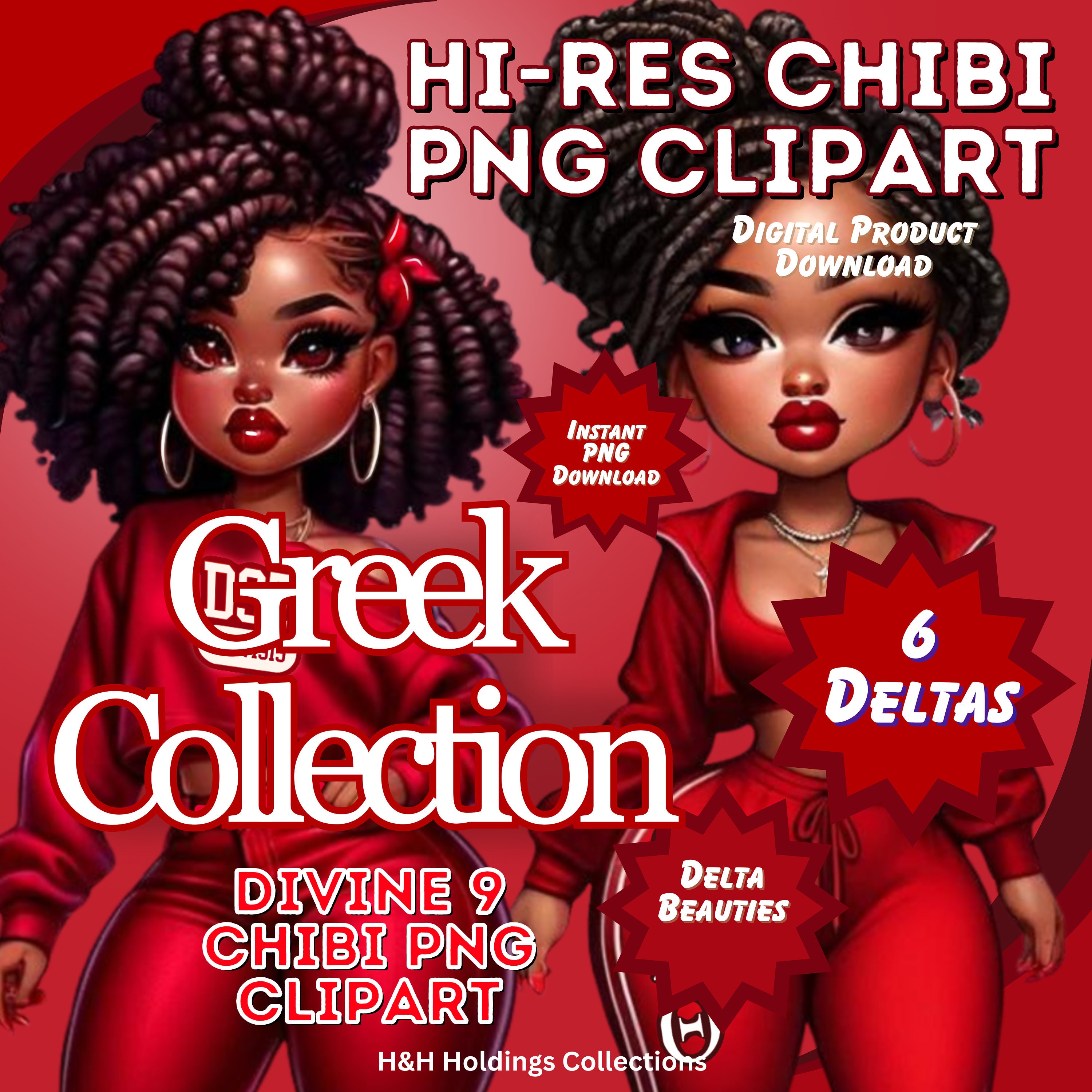 Delta Sorority 4th Edition PNG Bundle 6 HD Delta Chibi Clipart Beauties ...