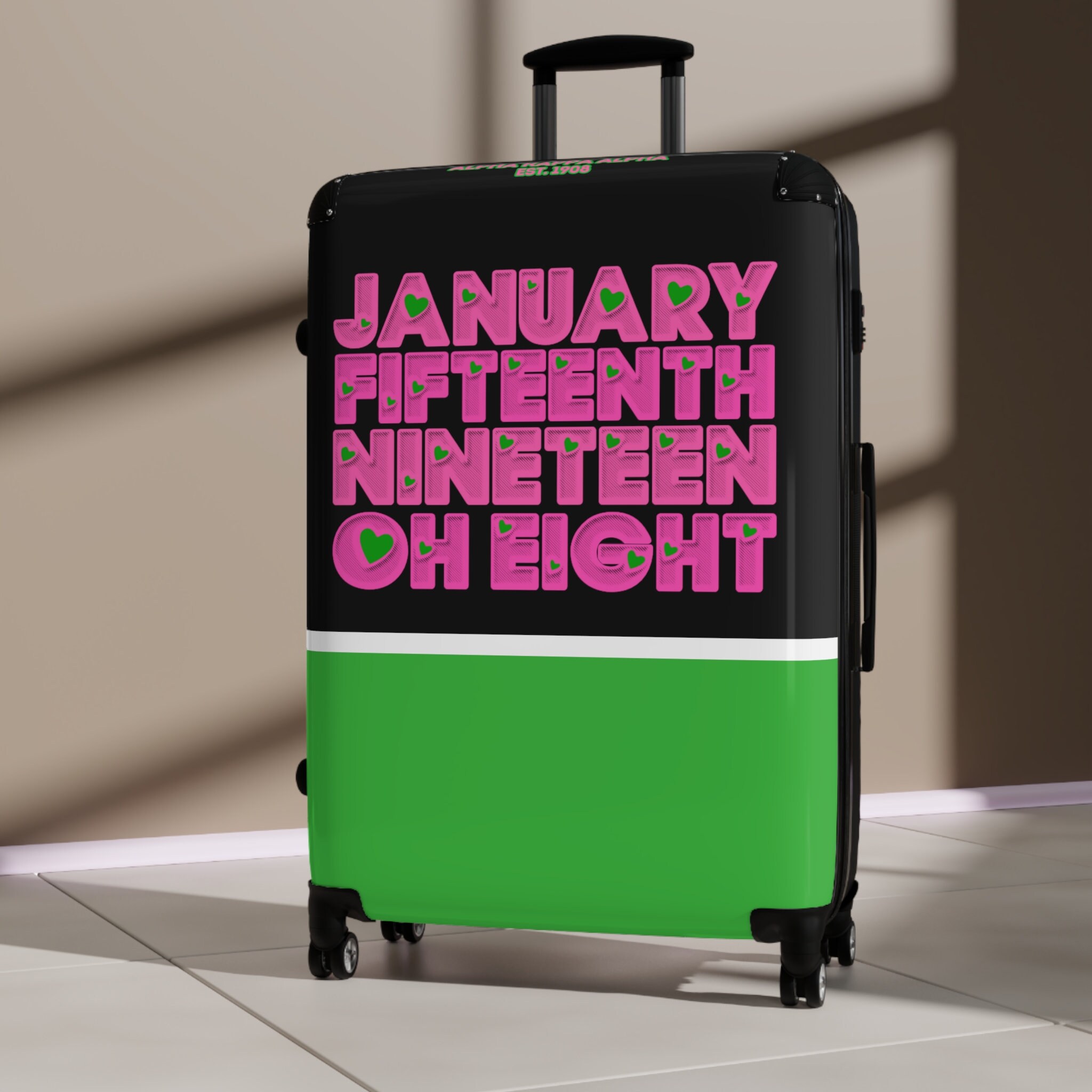 Cute Alpha Kappa Sorority Suitcase AKA Pink and Green Traveling Soror ...