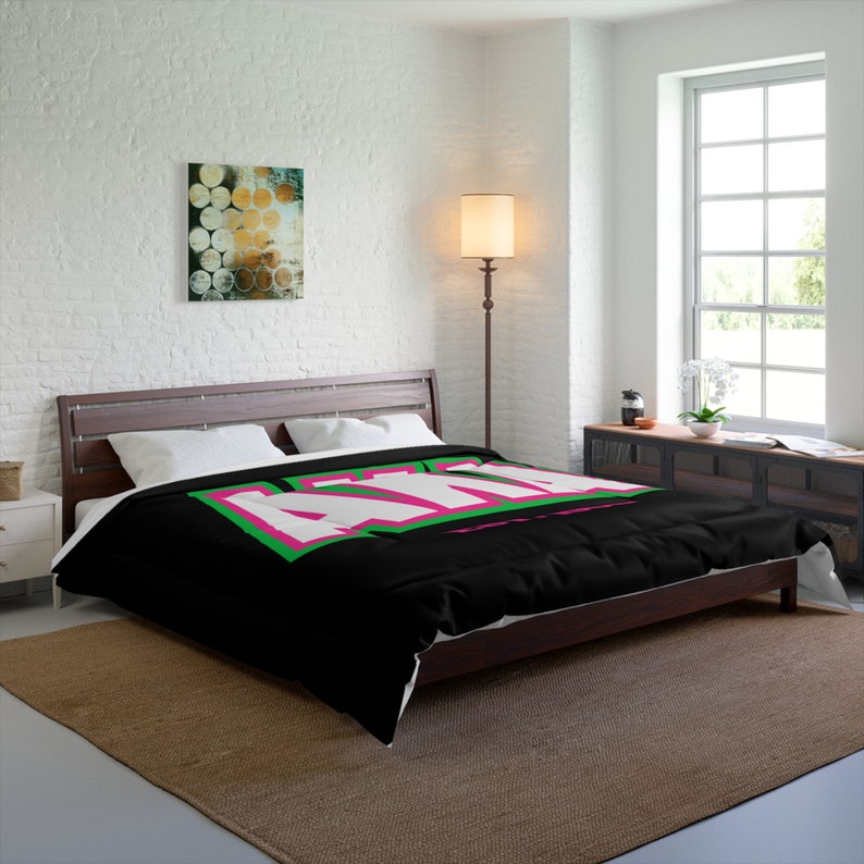 Alpha Kappa Alpha Sorority Comforter Set Pink & Green Bedroom Decor ...