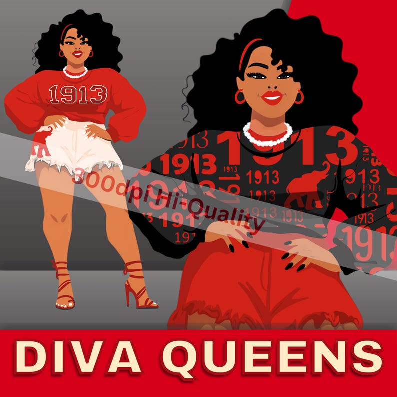 2 Red Diva Queen PNG Images - 2 Outfit High-quality Clipart - HBCU ...