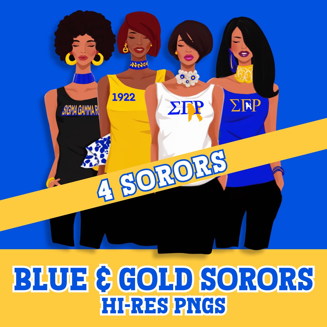 Rhoyal Blue and Gold Sorority PNG JPG - 4 Black Girl Sorors - Hi-res ...