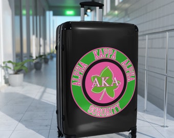 Cute Alpha Kappa Sorority Suitcase AKA Pink and Green Traveling Soror ...