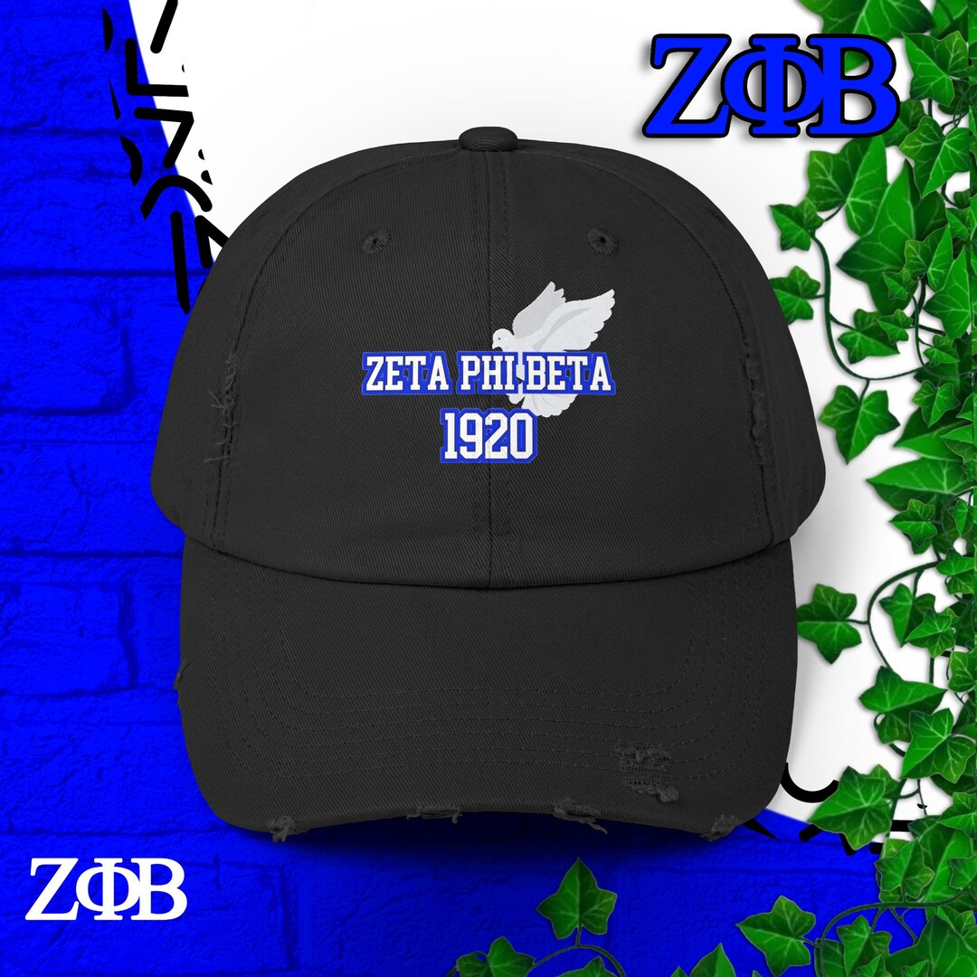 Distressed Zeta Phi Beta Sorority Hat With Dove Symbol, Royal Blue ...