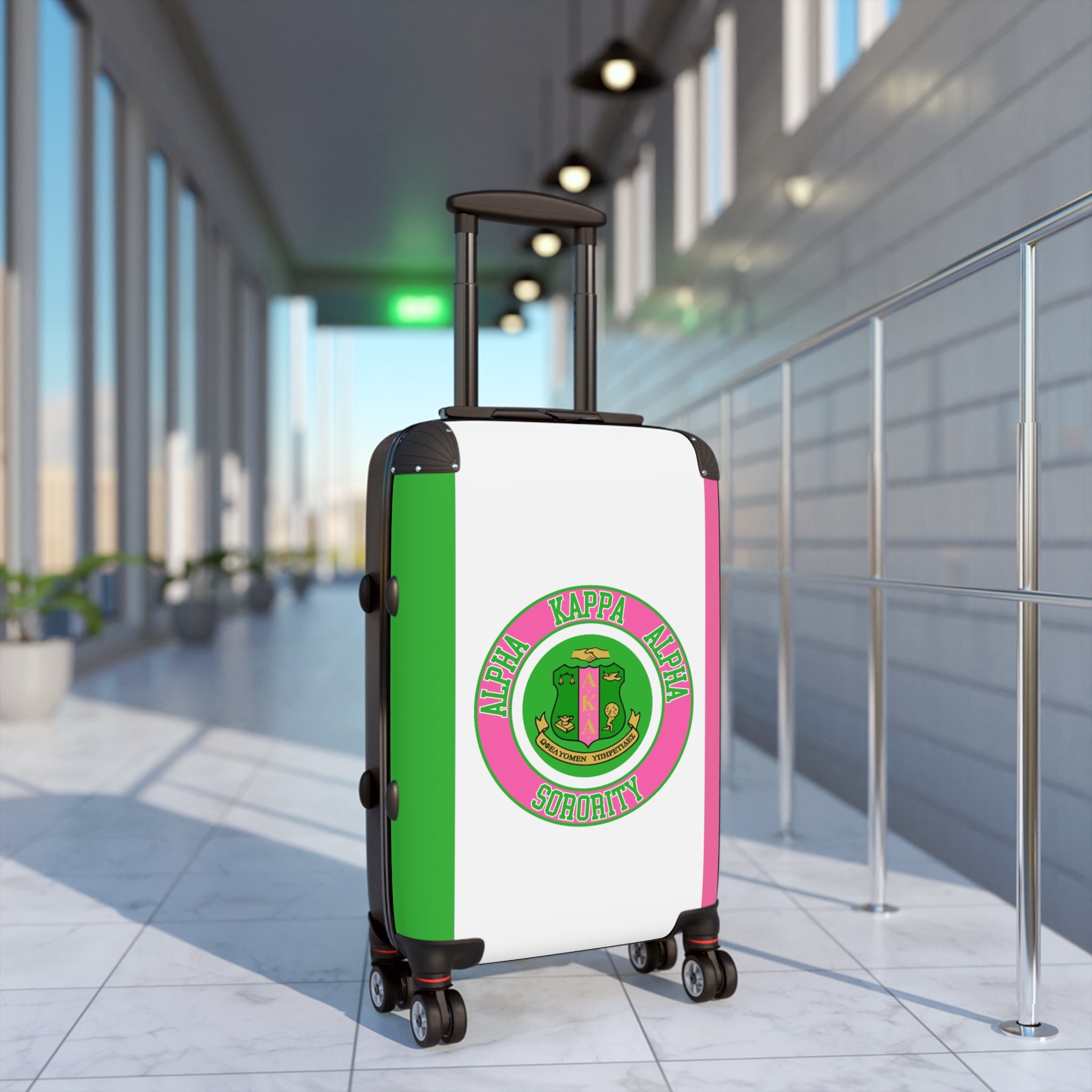 Alpha Kappa Alpha Sorority Suitcase Pink and Green Traveling Luggage ...