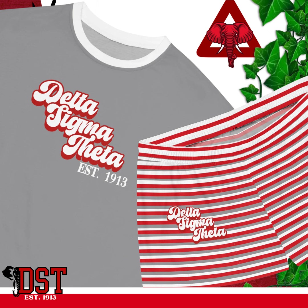 Delta Striped Short Pajamas Set Crimson Red Lounge & Sleep Set for ...