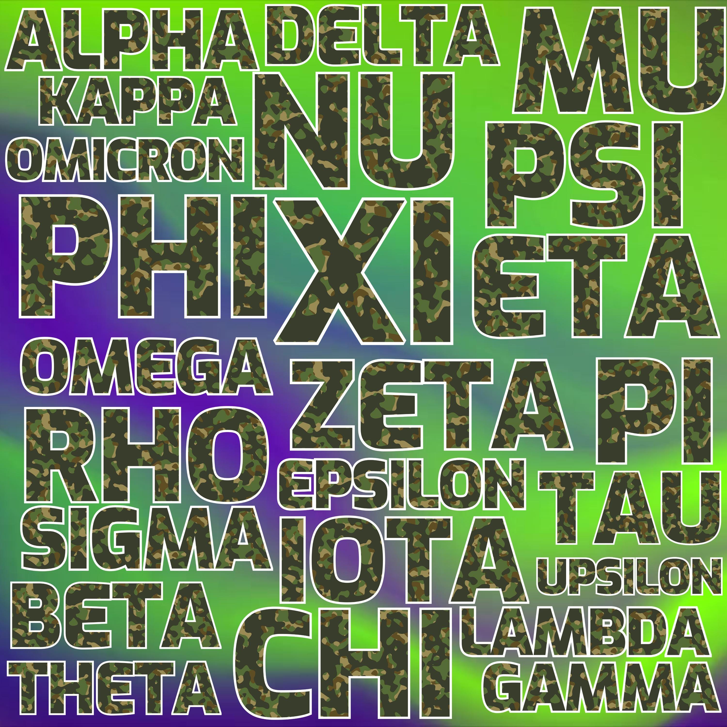 3 Color Camouflage Greek Alphabet Png Bundle: Green, Pink and Gray ...
