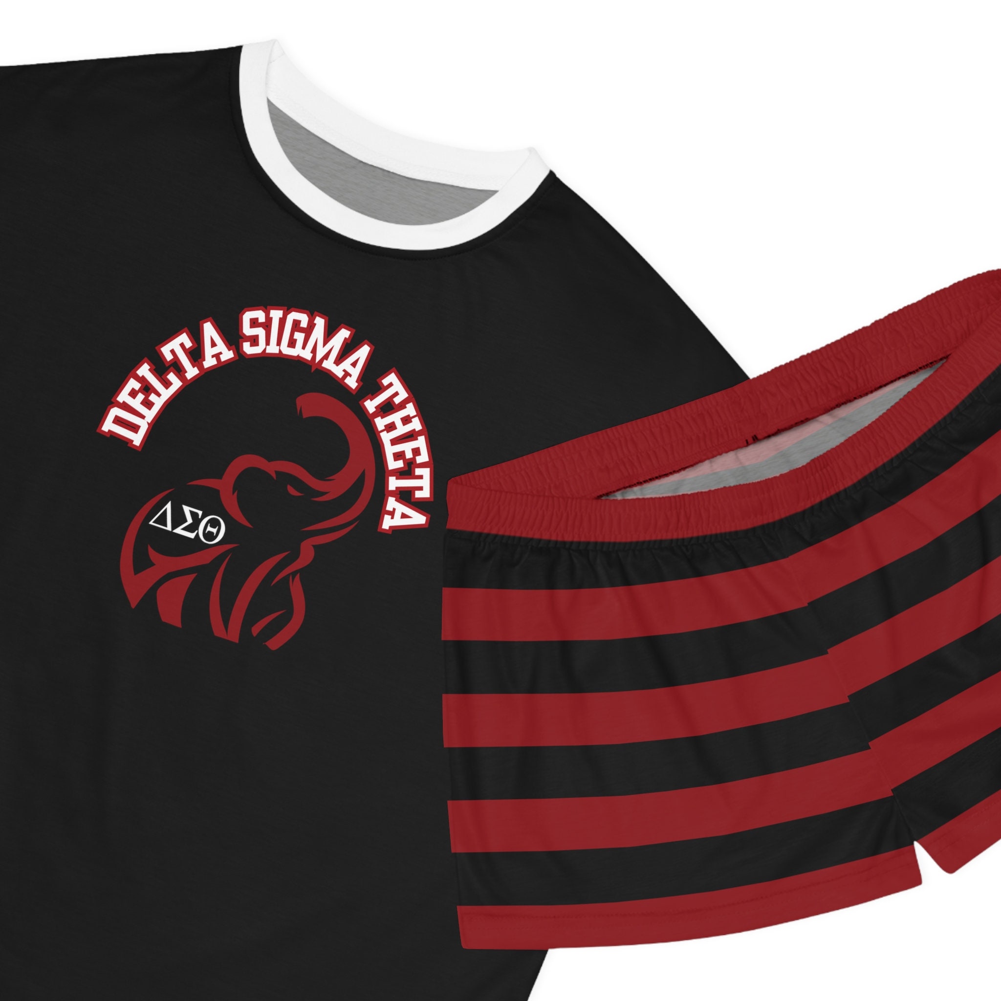 Delta Sigma Theta Short Pajama Set Black Comfy Lounge Sorority