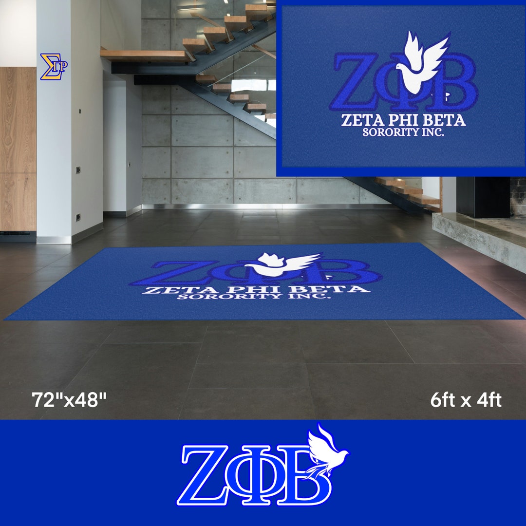 Zeta Area Rug Royal Blue and White Customized Greek Letter Design ...