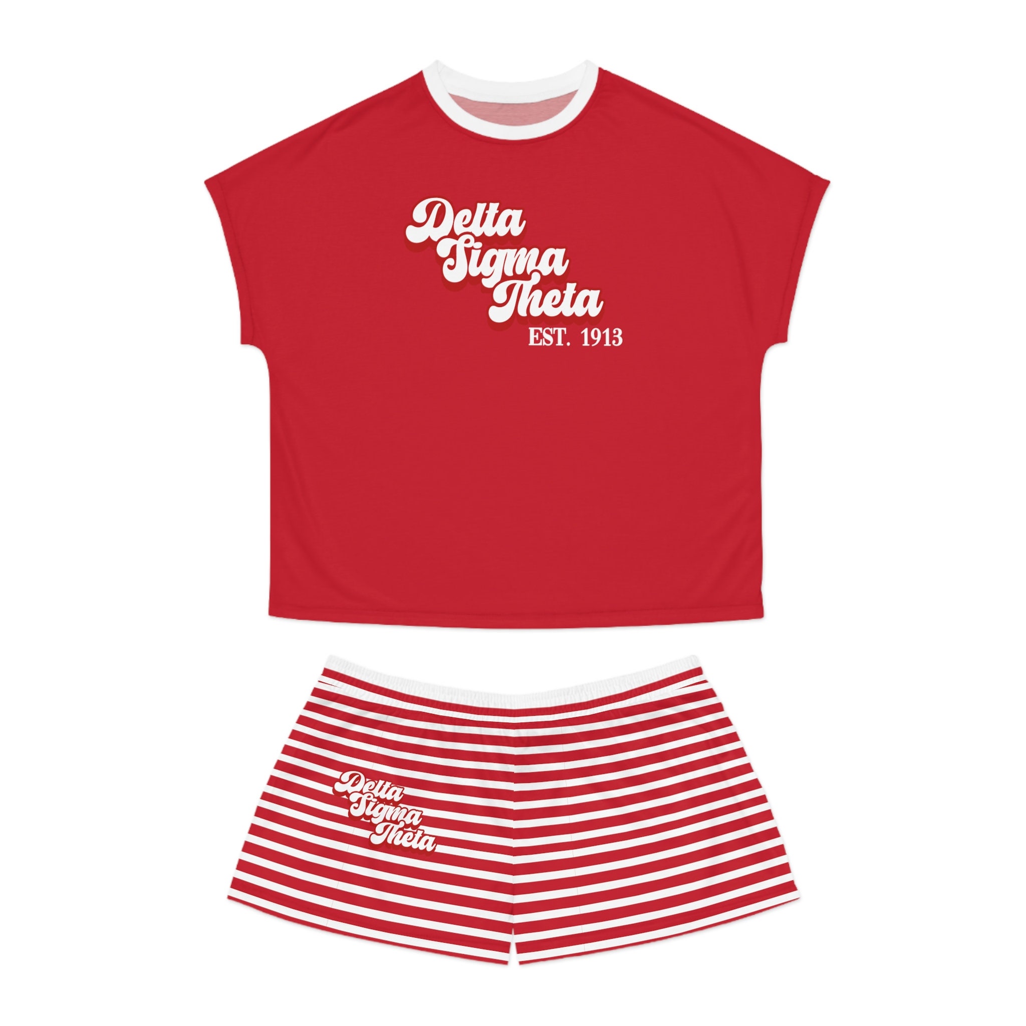 Delta Striped Short Pajamas Set Crimson Red Lounge & Sleep Set for ...