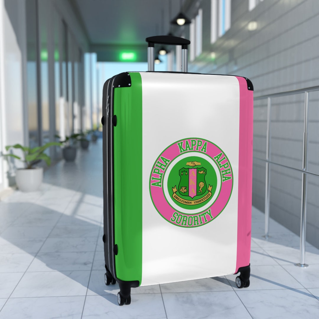 Alpha Kappa Alpha Sorority Suitcase Pink and Green Traveling Luggage ...