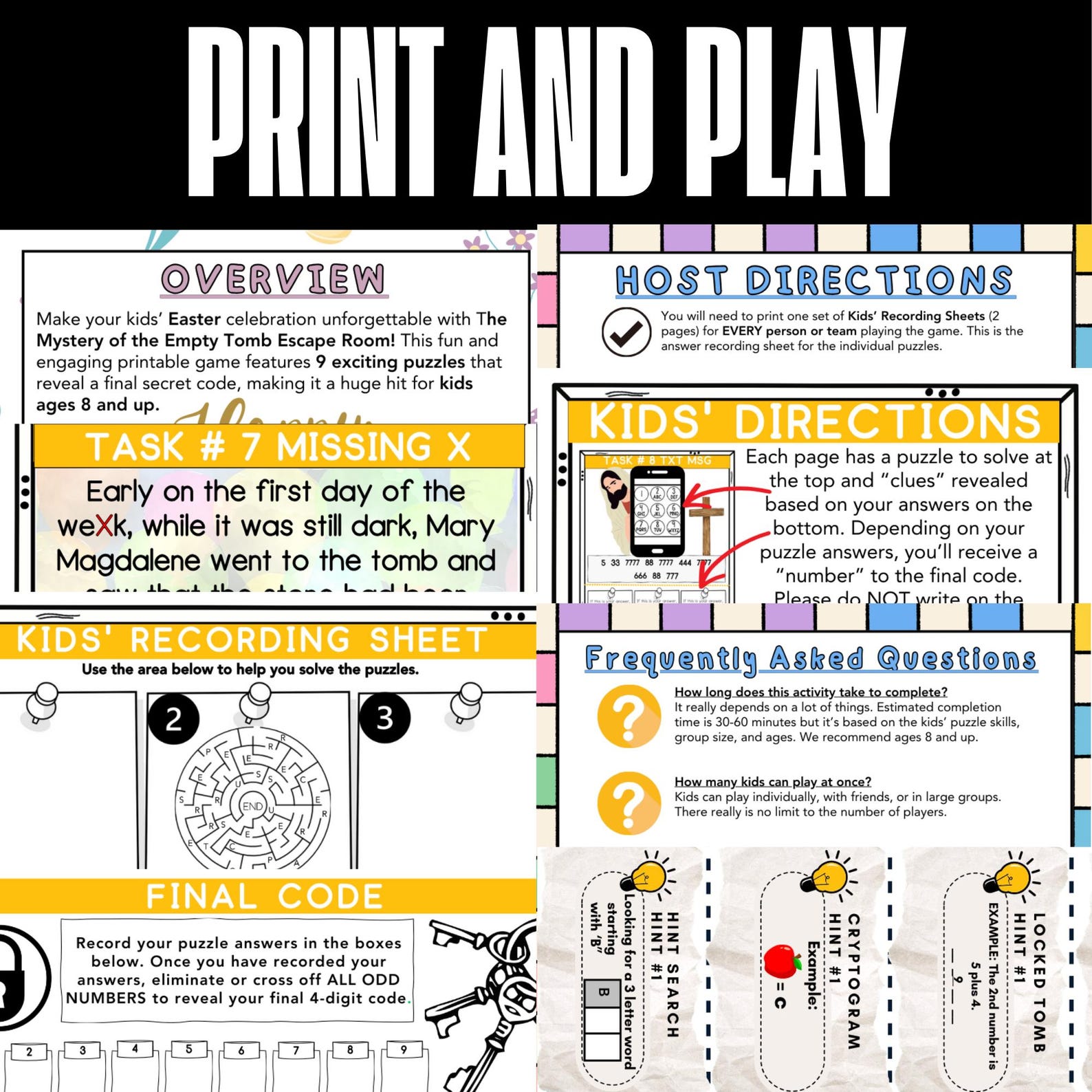 Easter Escape Room for Kids Printable Party Game Kids Bible Escape Room ...