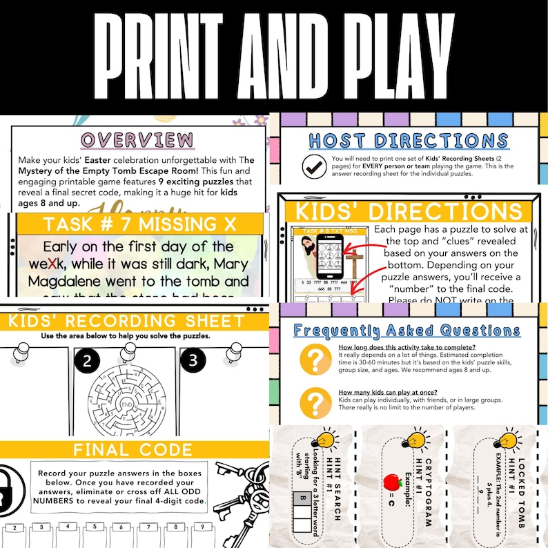Easter Escape Room for Kids Printable Party Game Kids Bible Escape Room ...