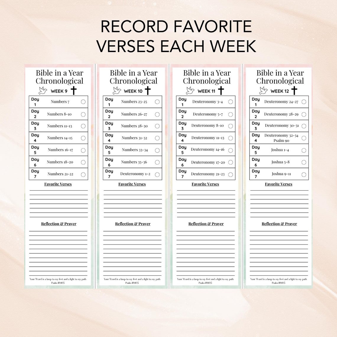 Bible Reading Plan Bookmark Set – Chronological, Weekly (instant ...