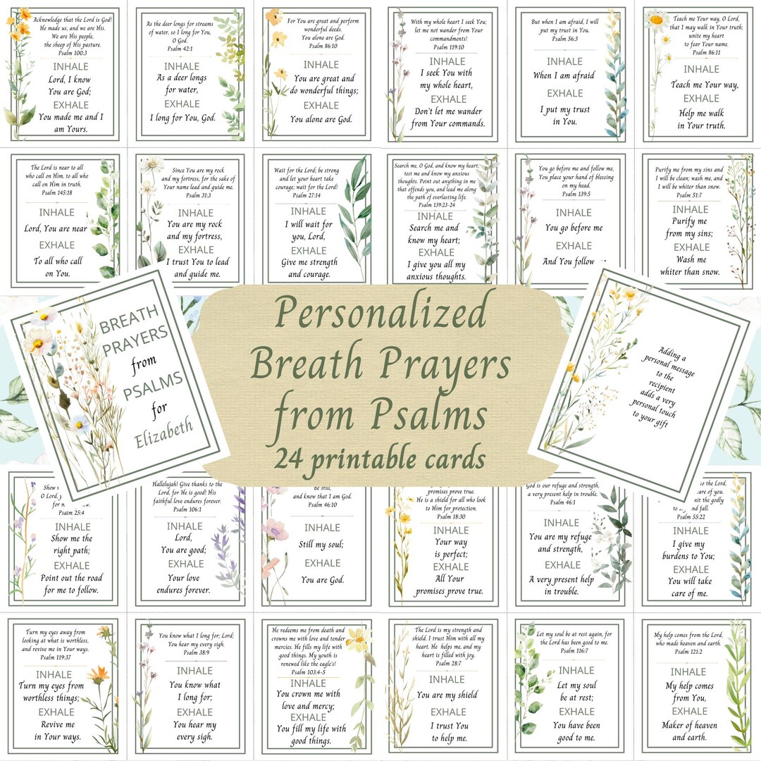 Custom Printable Bible Bookmark Wildflower Prayer Cards Psalms Prayer ...