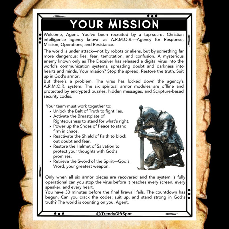 Bible Escape Room Armor of God Game Christian Family Game Night ...