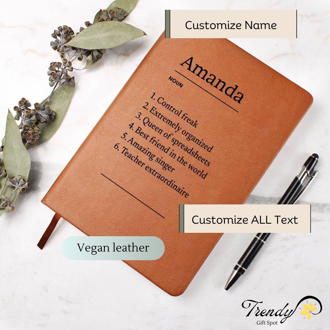 Personalized Leather Journal Coworker Gift Name Journal Name Definition ...