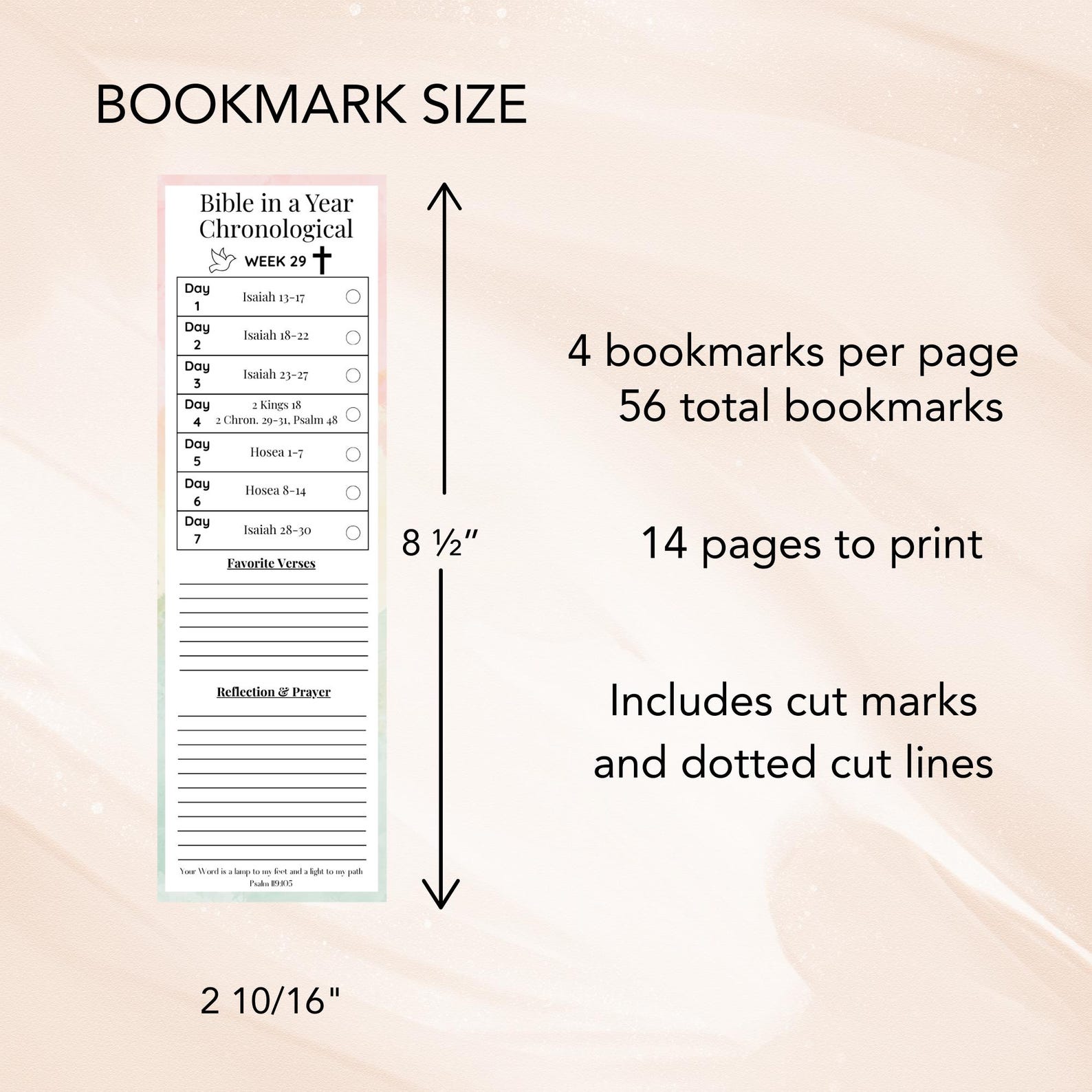 Bible Reading Plan Bookmark Set – Chronological, Weekly (instant ...