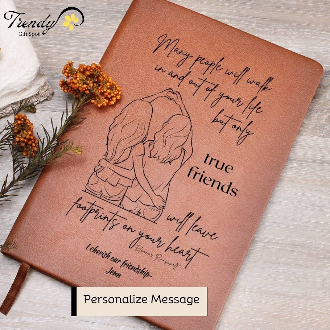 Personalized Vegan Leather Friendship Journal, Custom Keepsake Friend ...