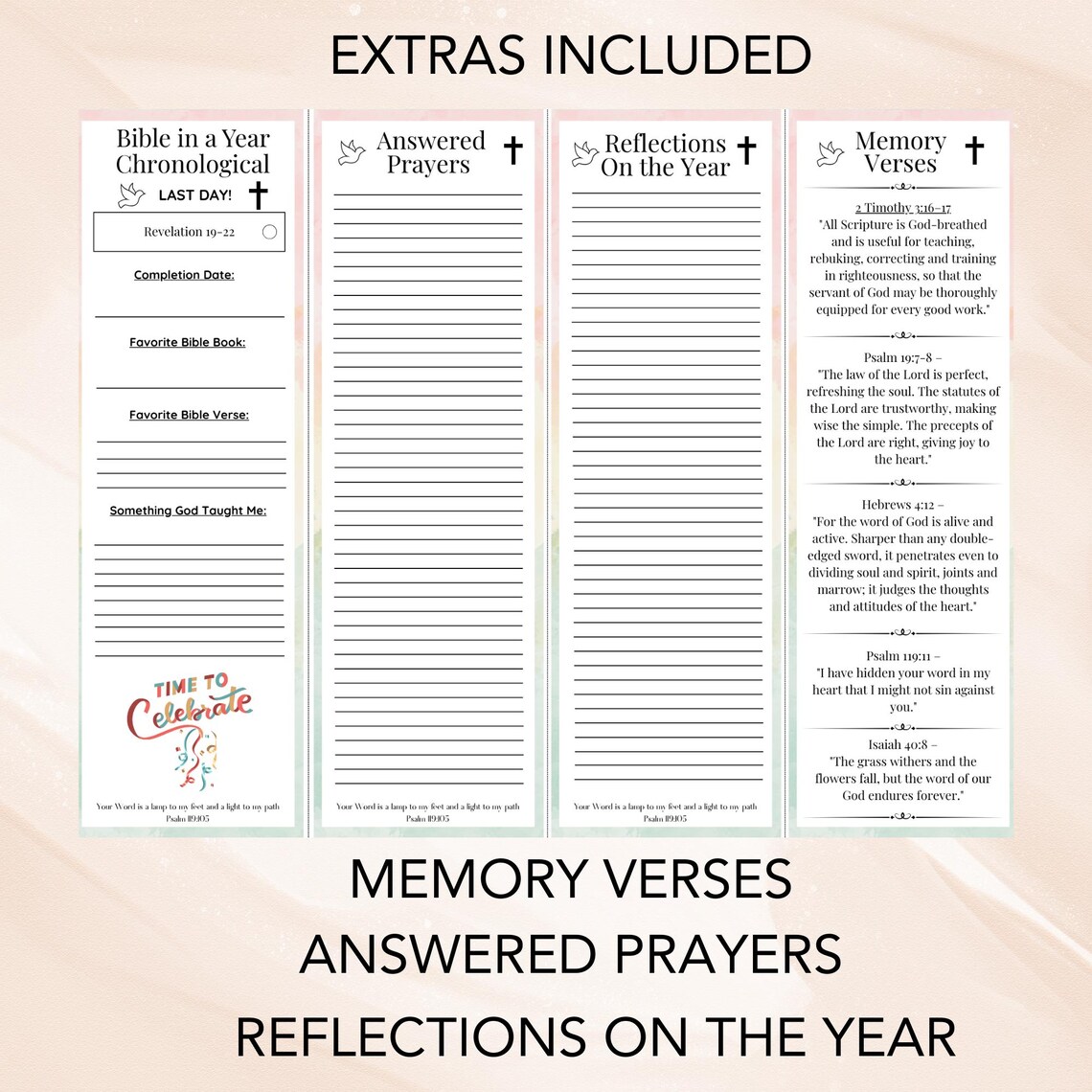 Bible Reading Plan Bookmark Set – Chronological, Weekly (instant ...