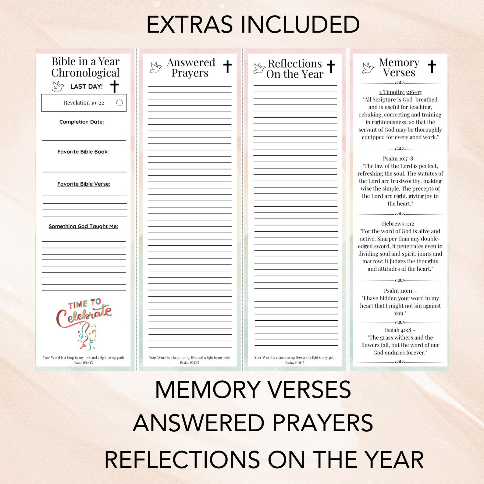 Bible Reading Plan Bookmark Set – Chronological, Weekly (instant ...