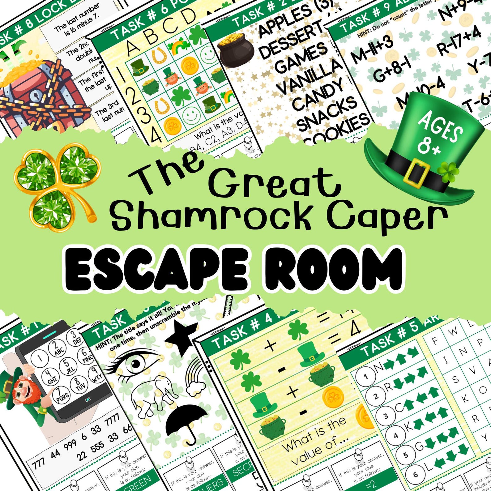 St. Patrick's Day Escape Room Kit for Kids (printable), Leprechaun Game ...