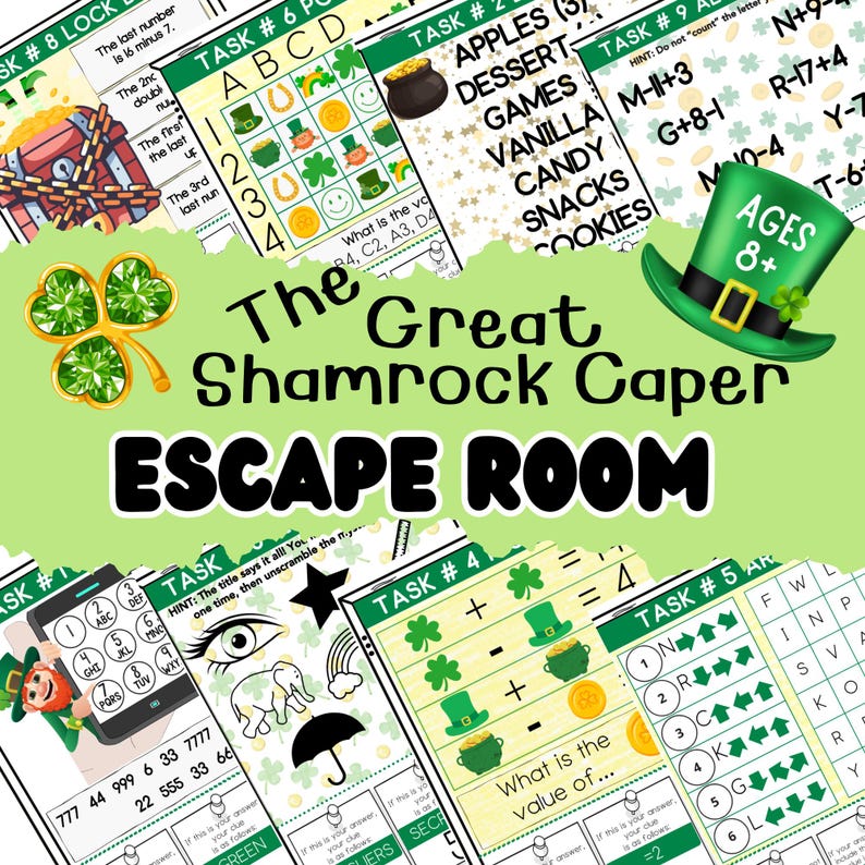 Printable St Patricks Day Escape Room for Kids Printable Party Game ...