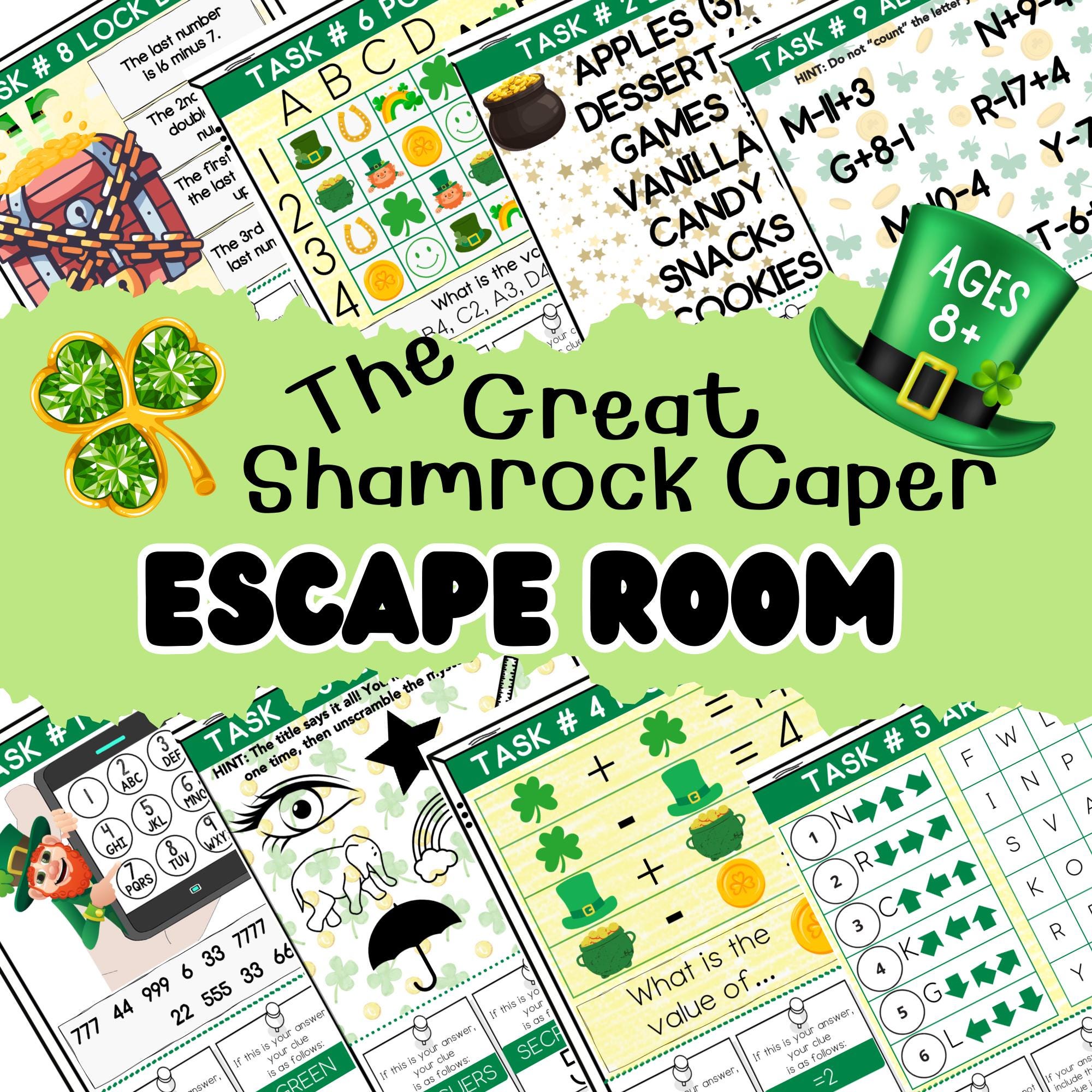 St. Patrick's Day Escape Room Kit for Kids (printable), Leprechaun Game ...